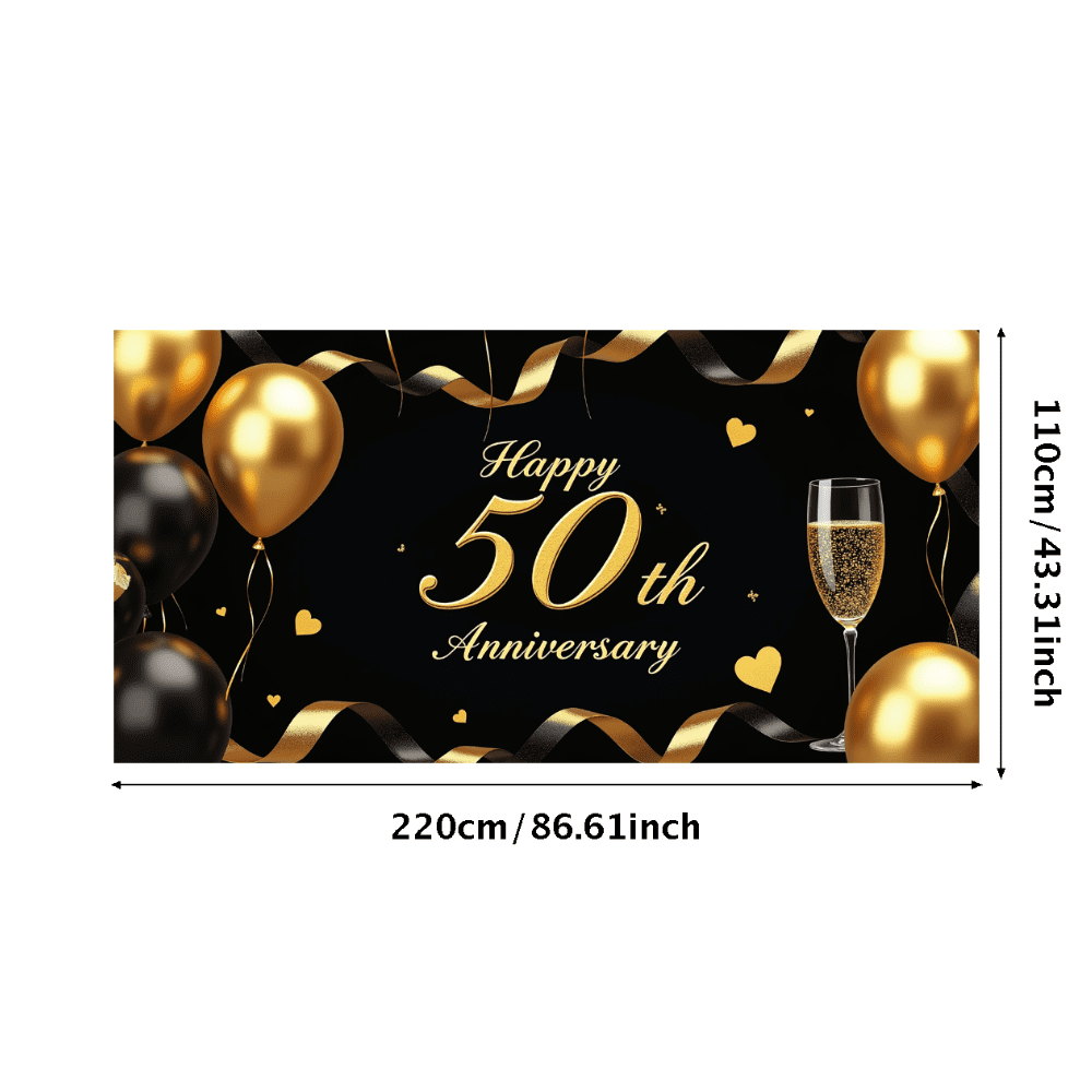 LUUFILx Golden Anniversary Backdrop Balloon Celebration Party 50th ...