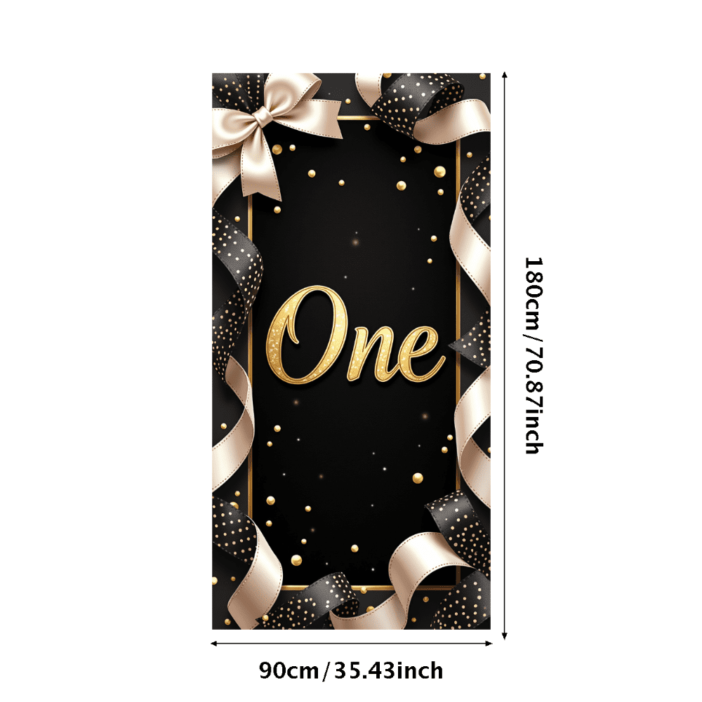 LUUFILx Golden Black Ribbon One Celebration Backdrop Birthday ...
