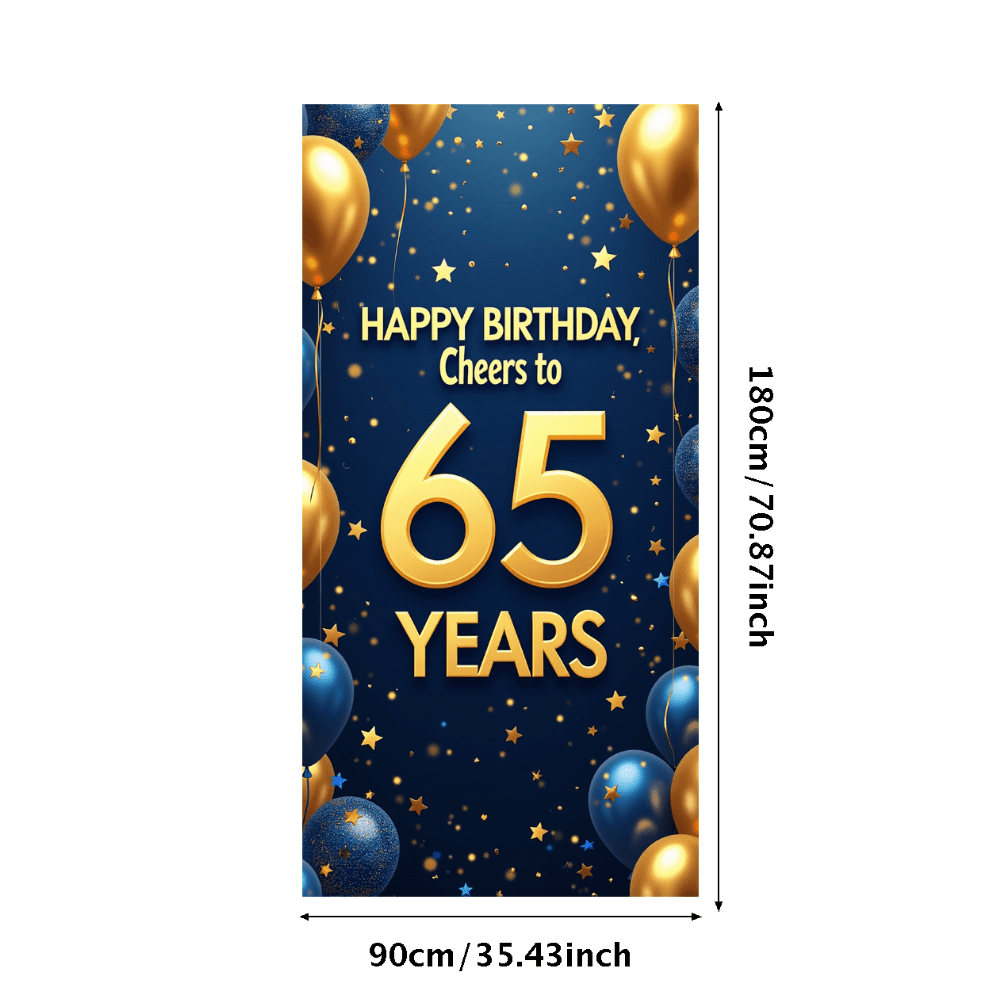 LUUFILx Golden Blue 65th Birthday Banner Backdrop Balloons Celebration ...