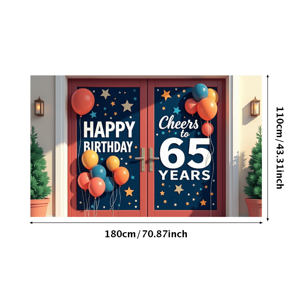 LUUFILx Golden Blue 65th Birthday Banner Backdrop Balloons Celebration ...