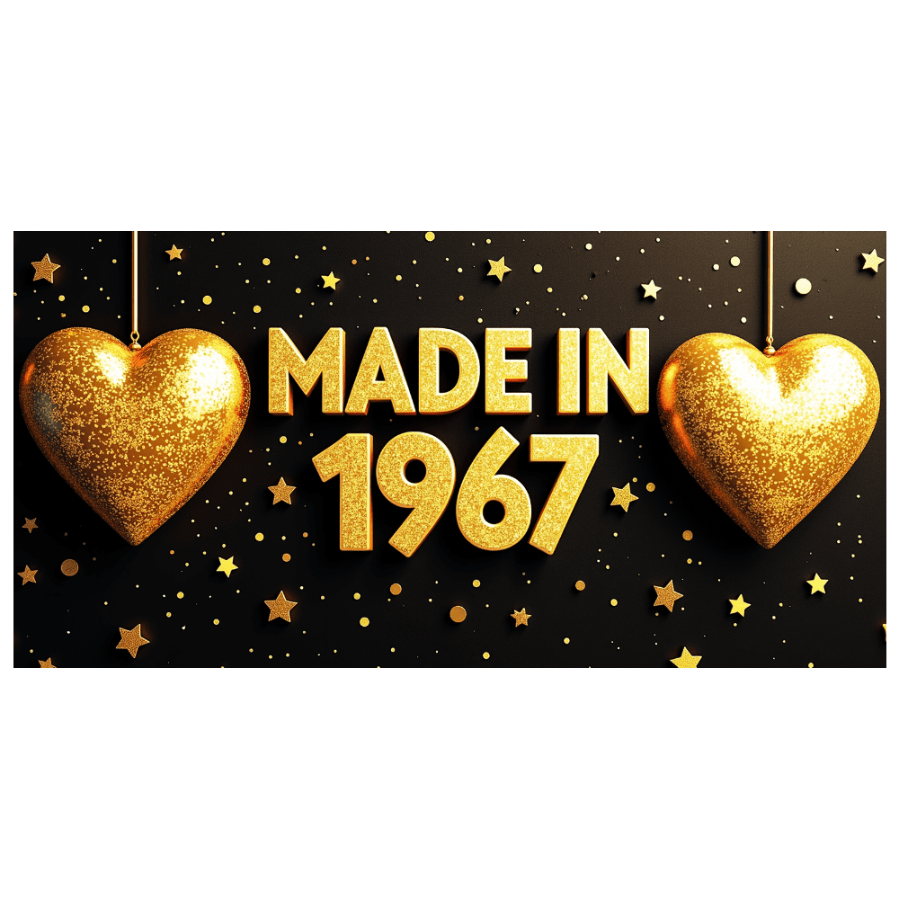 LUUFILx Golden Heart Shaped Balloons and Glittery Made 1967 Banner ...