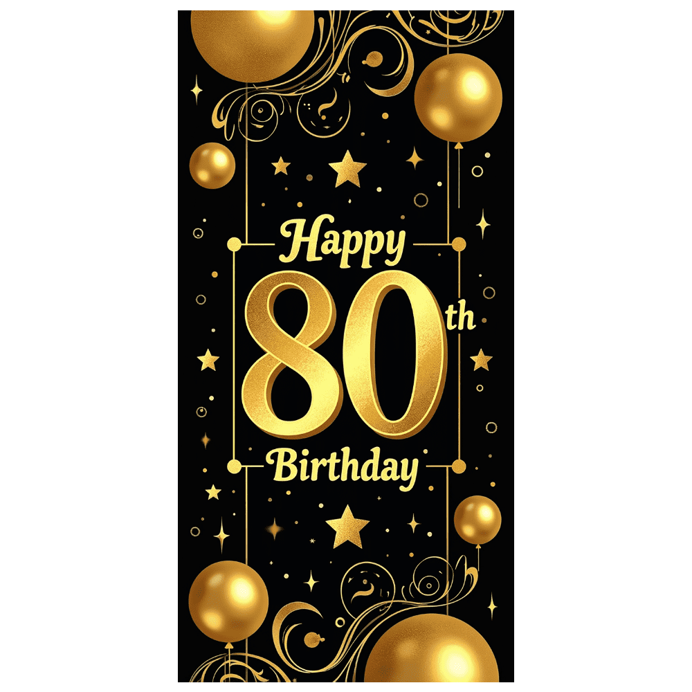 LUUFILx Gorgeous Golden 80th Birthday Banner with Star Balloon Elements ...