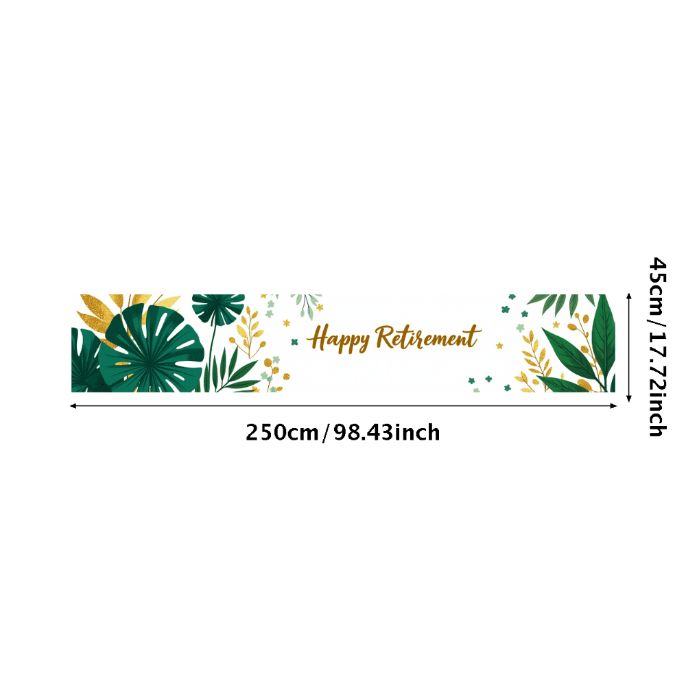 LUUFILx Green Leaves Gold Decor Happy Retirement Banner Backdrop Party ...