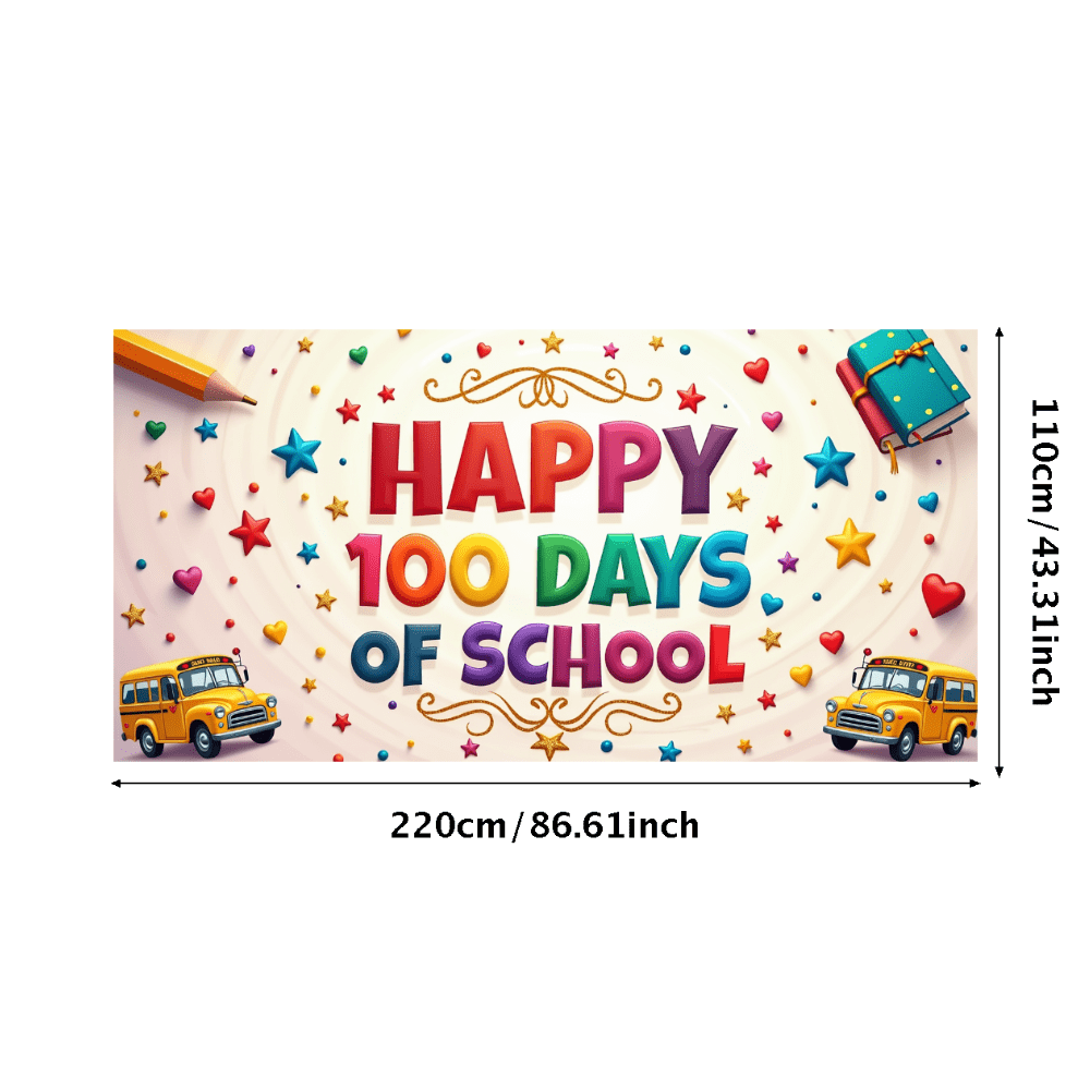 LUUFILx Happy 100 Days of School Banner Classroom Decor Festive ...