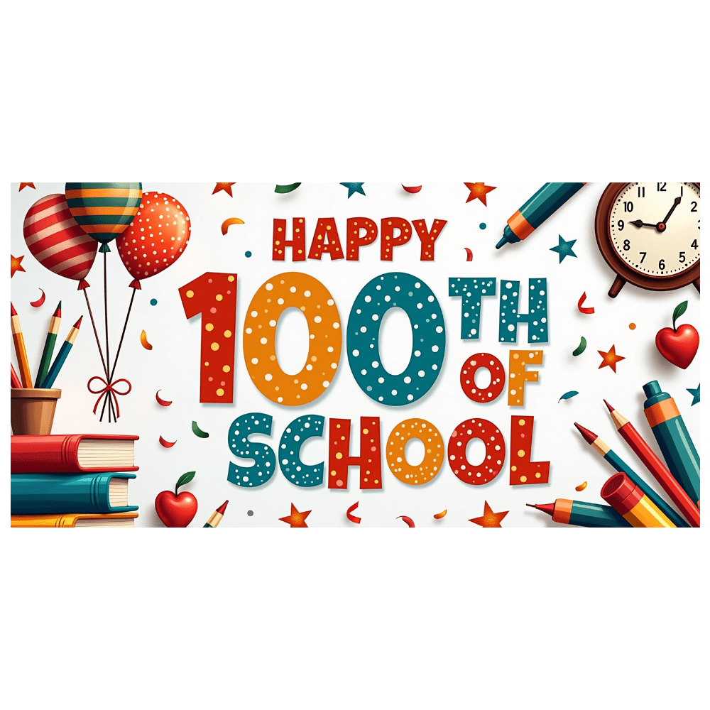 LUUFILx Happy 100th Day of School Banner Backdrop for Classroom ...