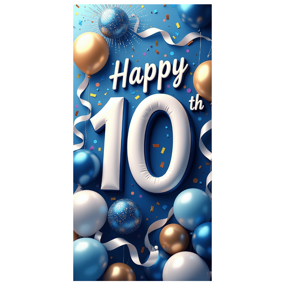 LUUFILx Happy 10th Birthday Banner Decoration Background Party Supplies Anniversary Celebration ...