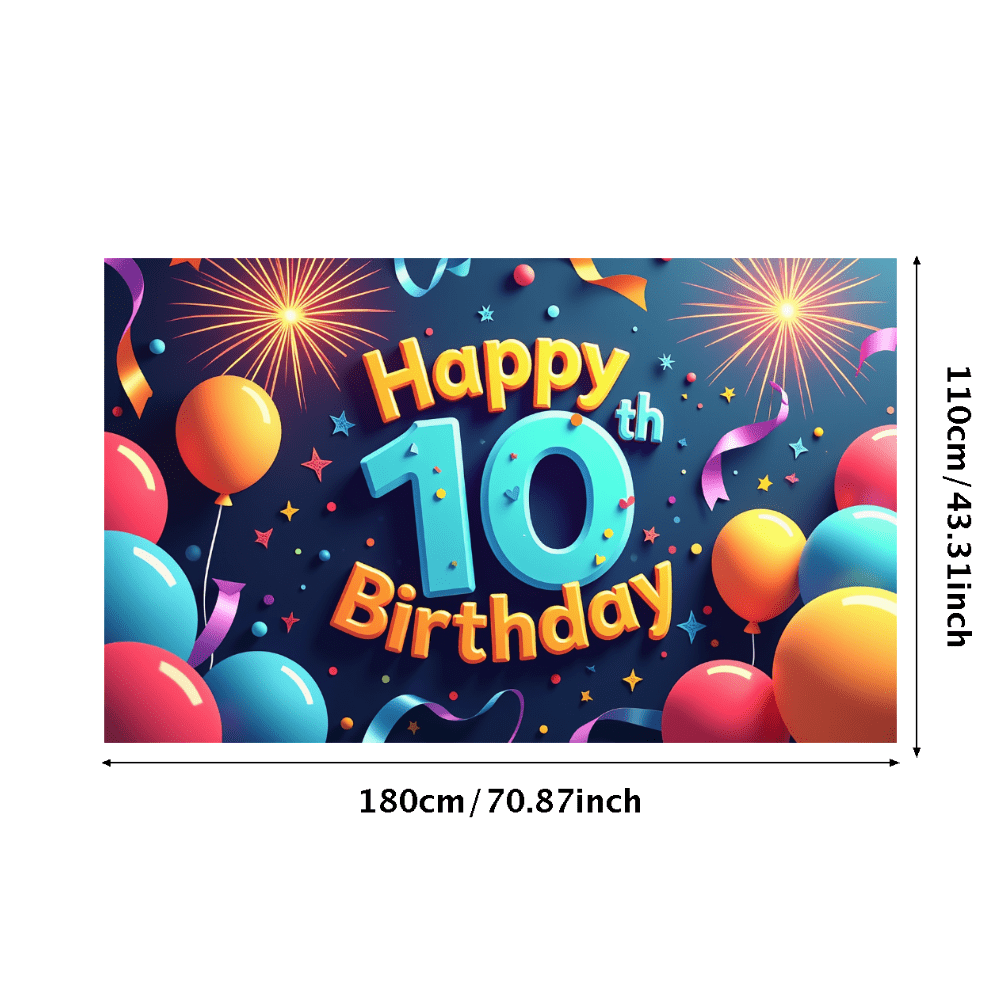 LUUFILx Happy 10th Birthday Banner Decoration Background Party Supplies ...