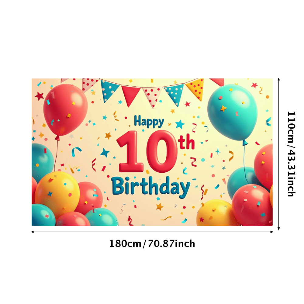 LUUFILx Happy 10th Birthday Banner Decoration Background Party Supplies ...