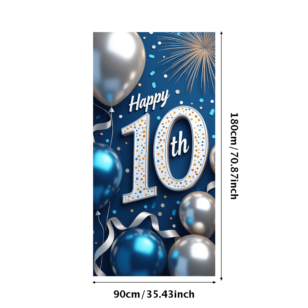 LUUFILx Happy 10th Birthday Banner Decoration Background Party Supplies Anniversary Celebration ...