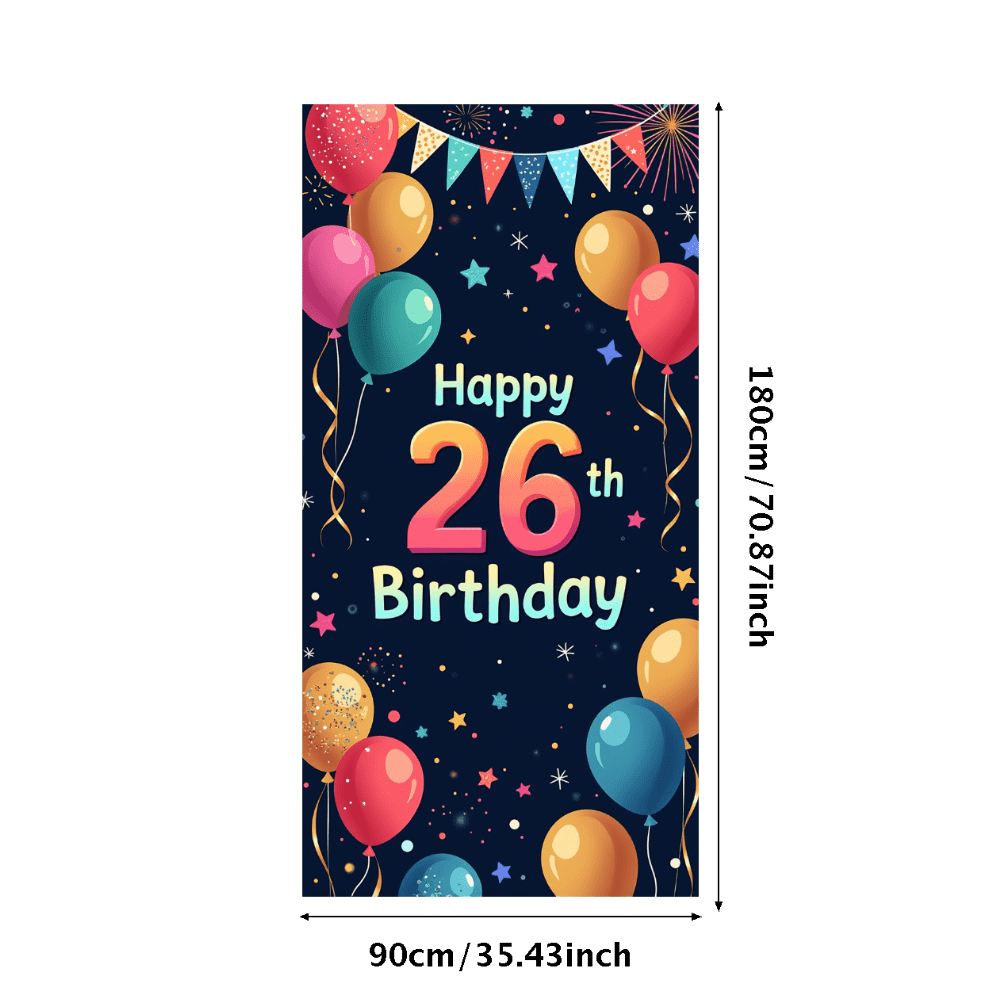 LUUFILx Happy 26th Birthday Banner Colorful Backdrop with Balloons ...
