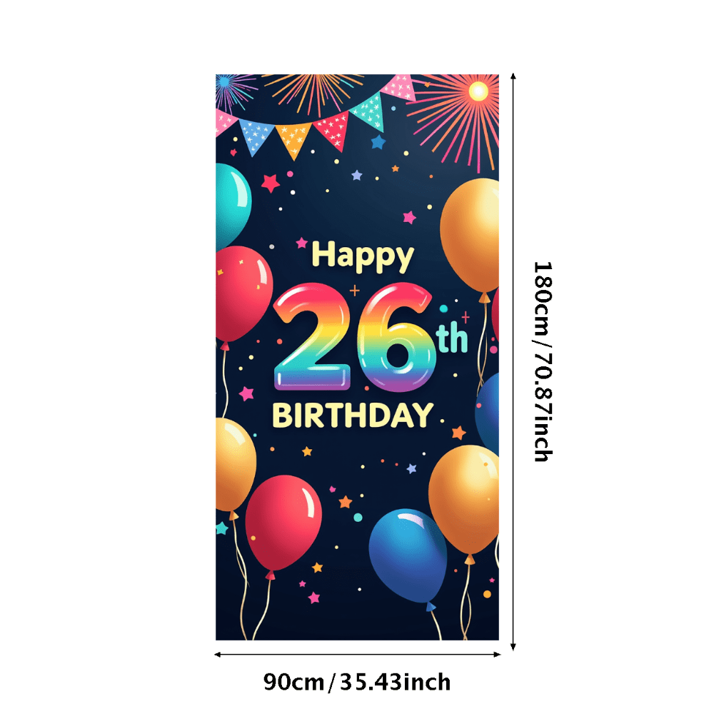 LUUFILx Happy 26th Birthday Banner Colorful Backdrop with Balloons ...