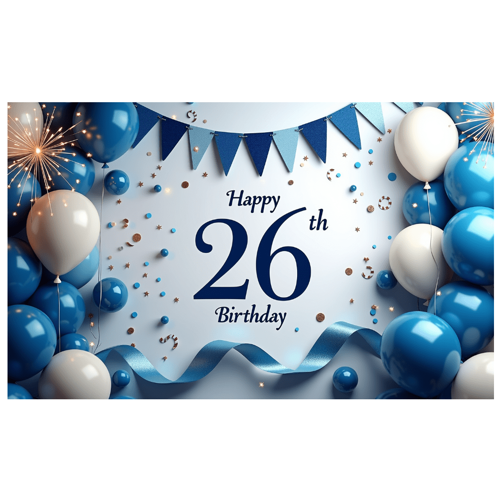 LUUFILx Happy 26th Birthday Banner Colorful Backdrop with Balloons ...