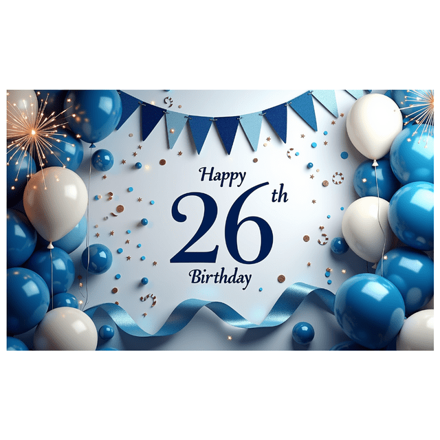 LUUFILx Happy 26th Birthday Banner Colorful Backdrop with Balloons ...