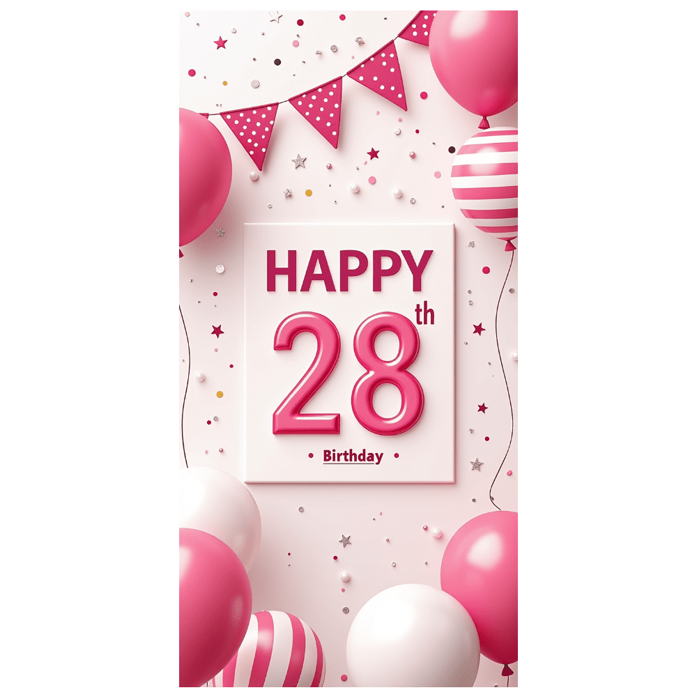 LUUFILx Happy 28th Birthday Banner Pink Balloons Stars Party Backdrop ...