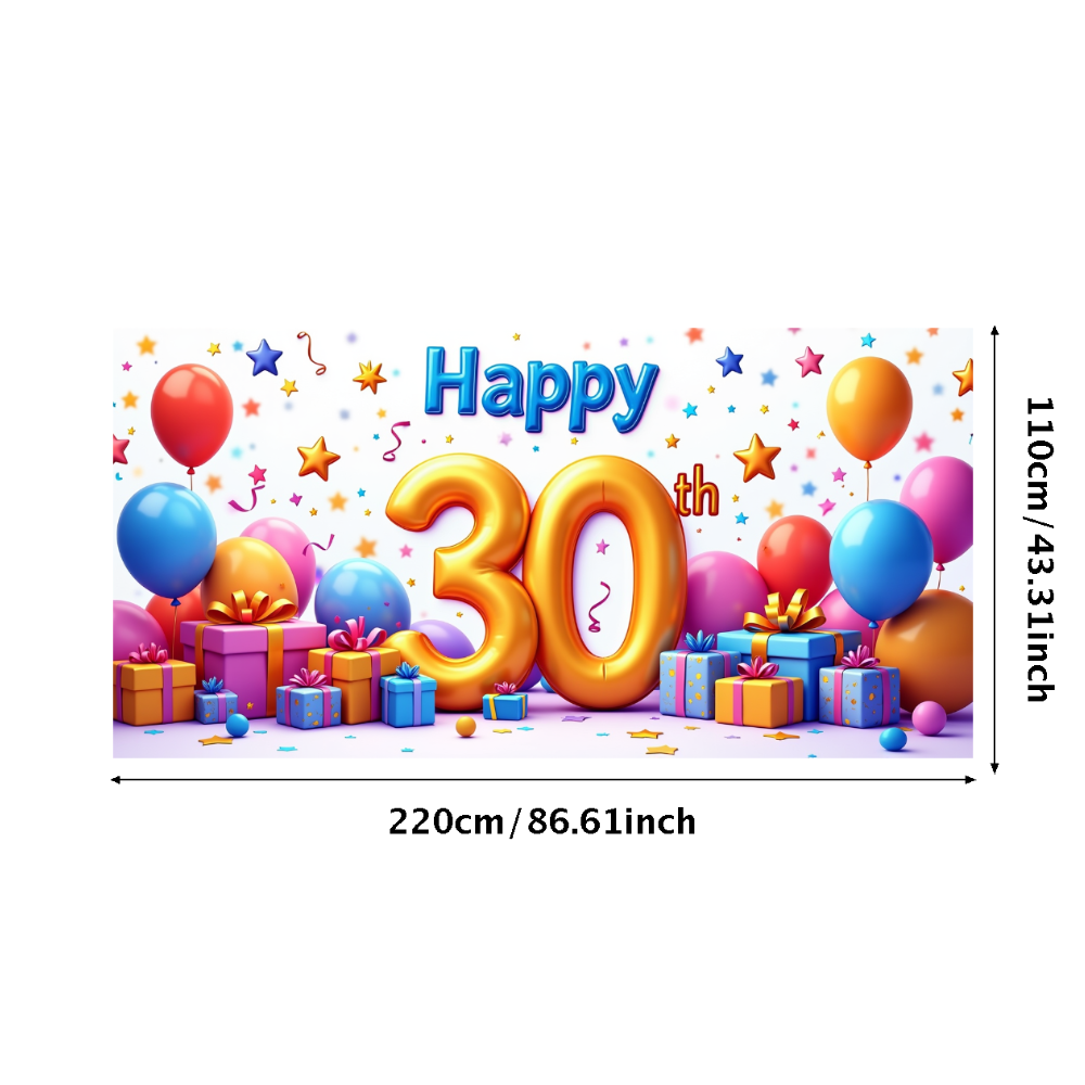 LUUFILx Happy 30th Birthday Backdrop Banner Golden Balloons Decorations ...