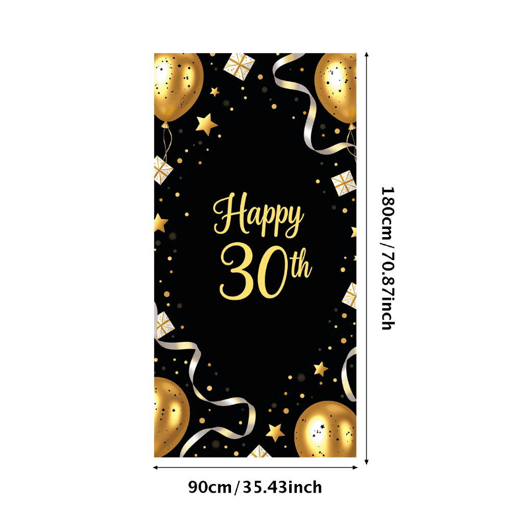 LUUFILx Happy 30th Birthday Backdrop Banner Golden Balloons Decorations ...