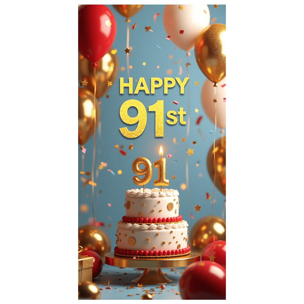LUUFILx Happy 91st Birthday Banner Celebration Backdrop Cake Table ...
