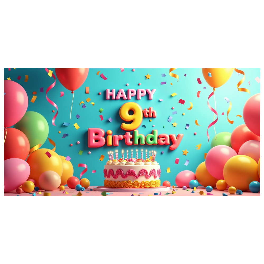 LUUFILx Happy 9th Birthday Banner Backdrop for Kids Party Decoration ...