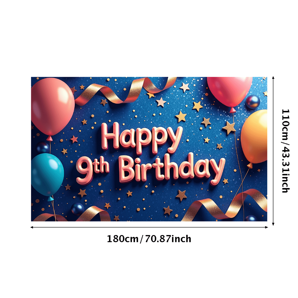 LUUFILx Happy 9th Birthday Banner Backdrop for Kids Party Decoration ...