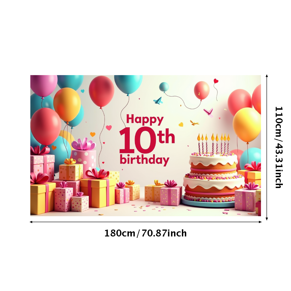 LUUFILx Happy Birthday 10th Party Decoration Backdrop Banner Colorful ...