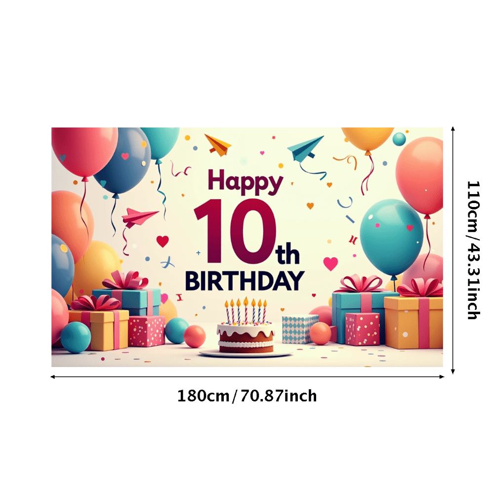 LUUFILx Happy Birthday 10th Party Decoration Backdrop Banner Colorful ...