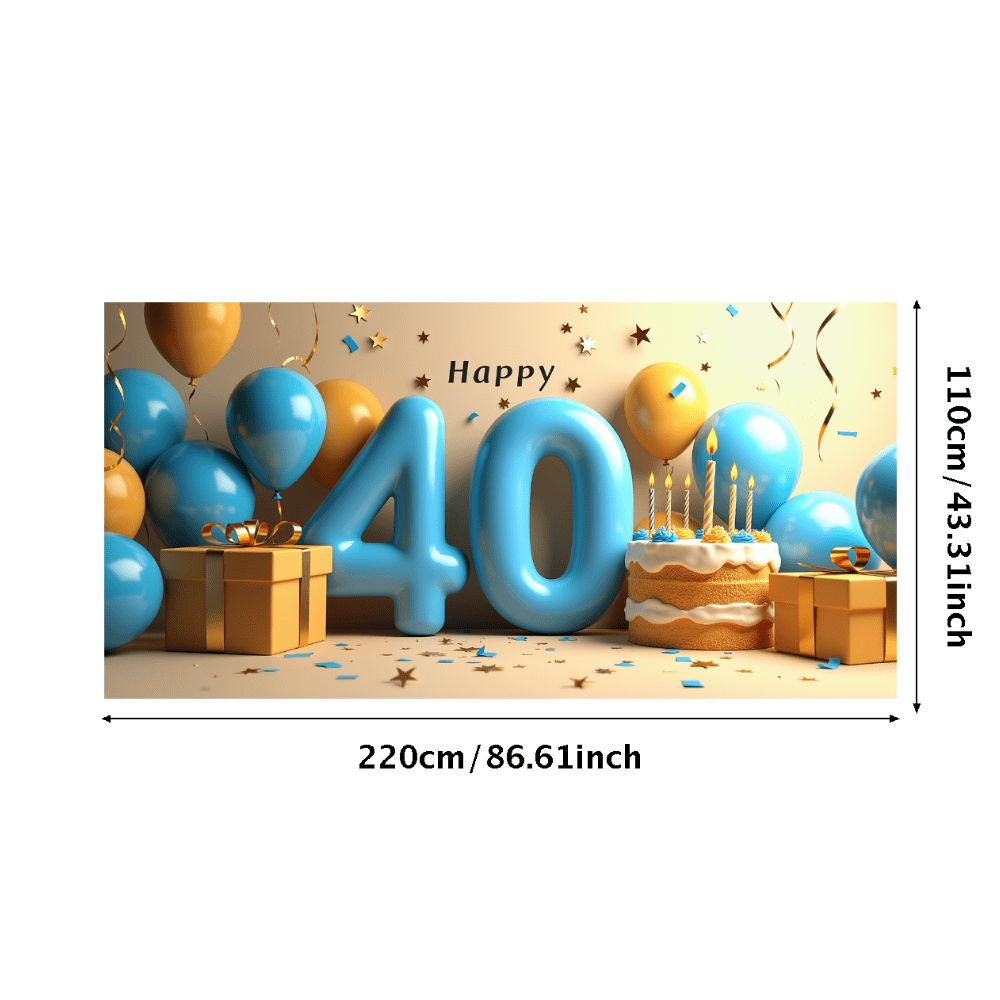 LUUFILx Happy Birthday Backdrop 40th Celebration Banner Party Supplies ...