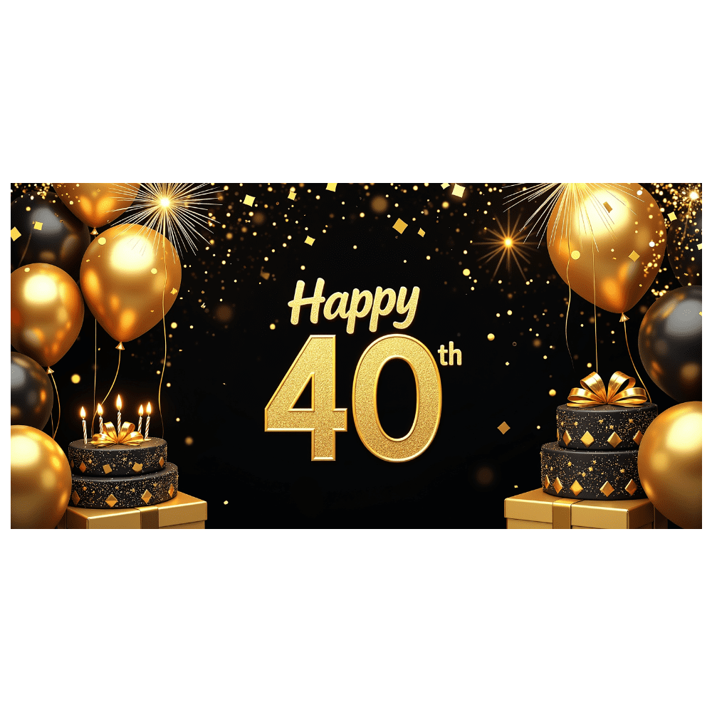 LUUFILx Happy Birthday Backdrop 40th Celebration Banner Party Supplies ...
