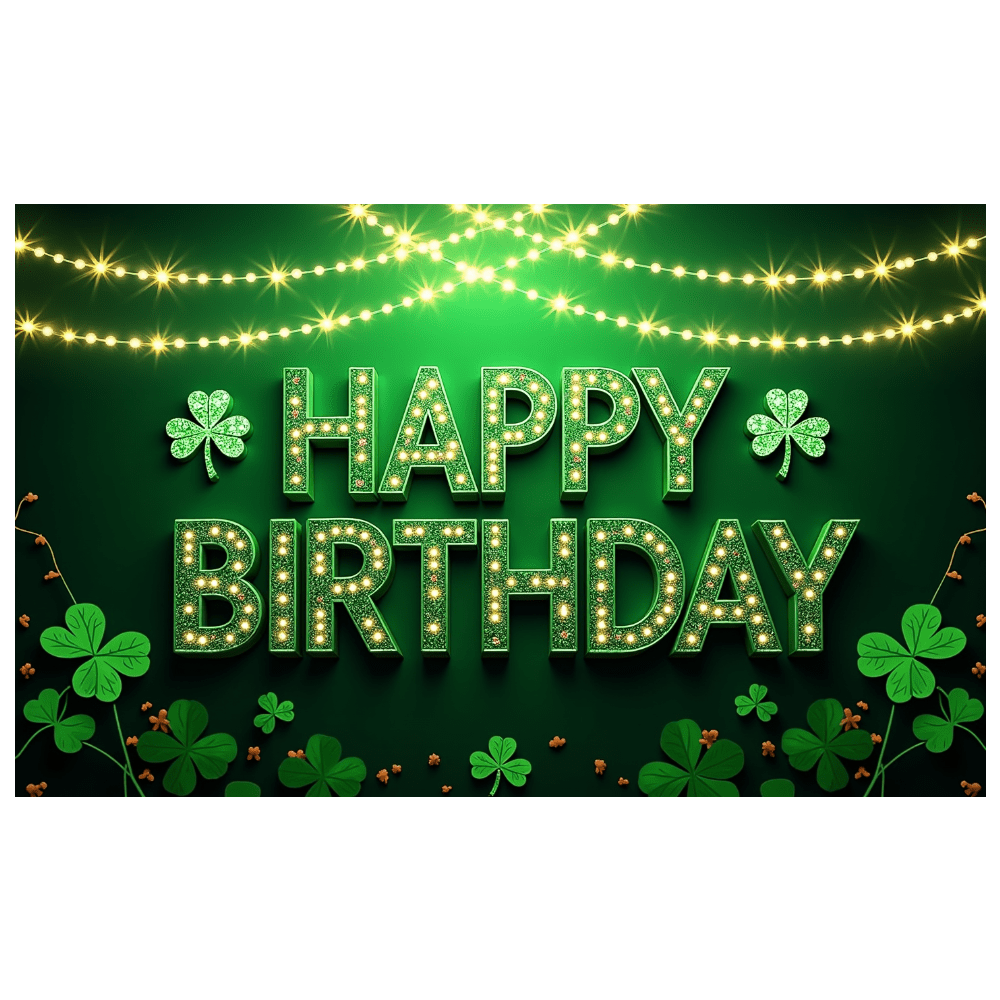 LUUFILx Happy Birthday Backdrop Banner Party Decorations Green Clover ...