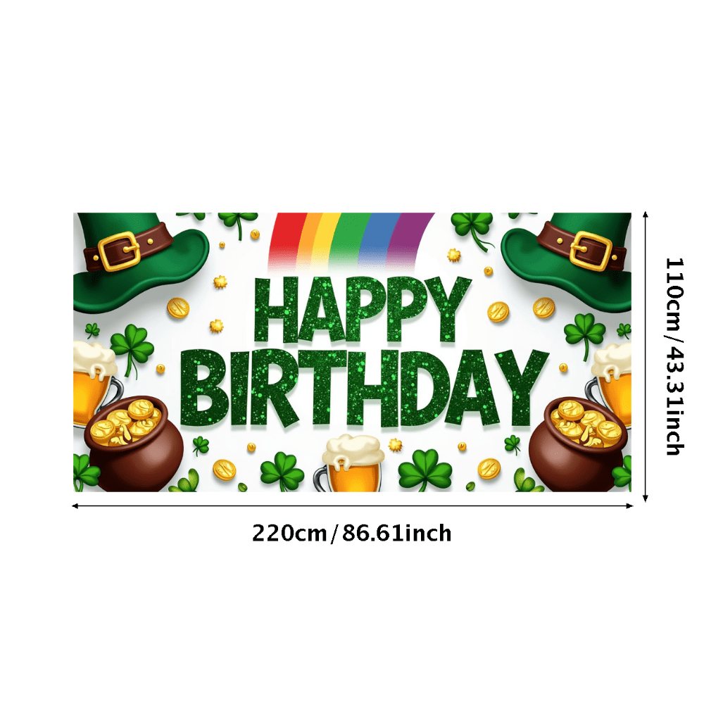 LUUFILx Happy Birthday Backdrop Banner Party Decorations Green Clover ...