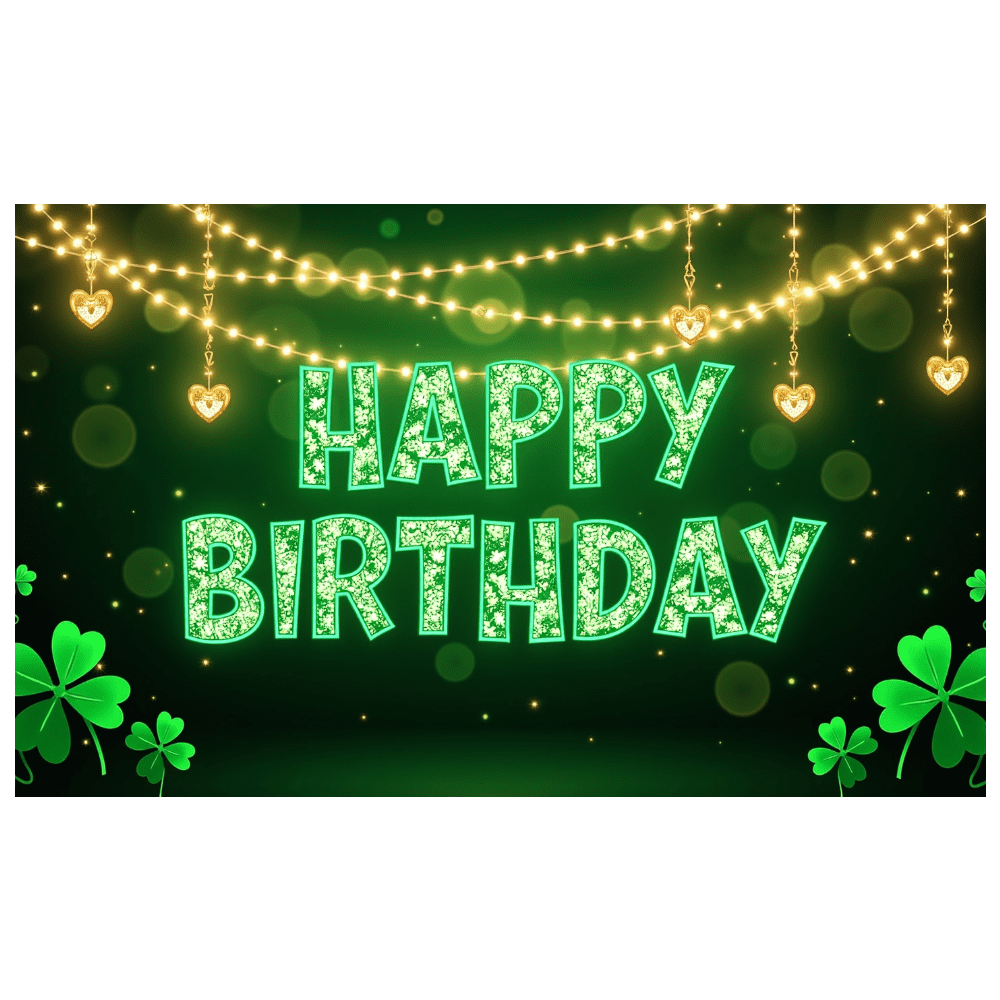 LUUFILx Happy Birthday Backdrop Banner Party Decorations Green Clover ...