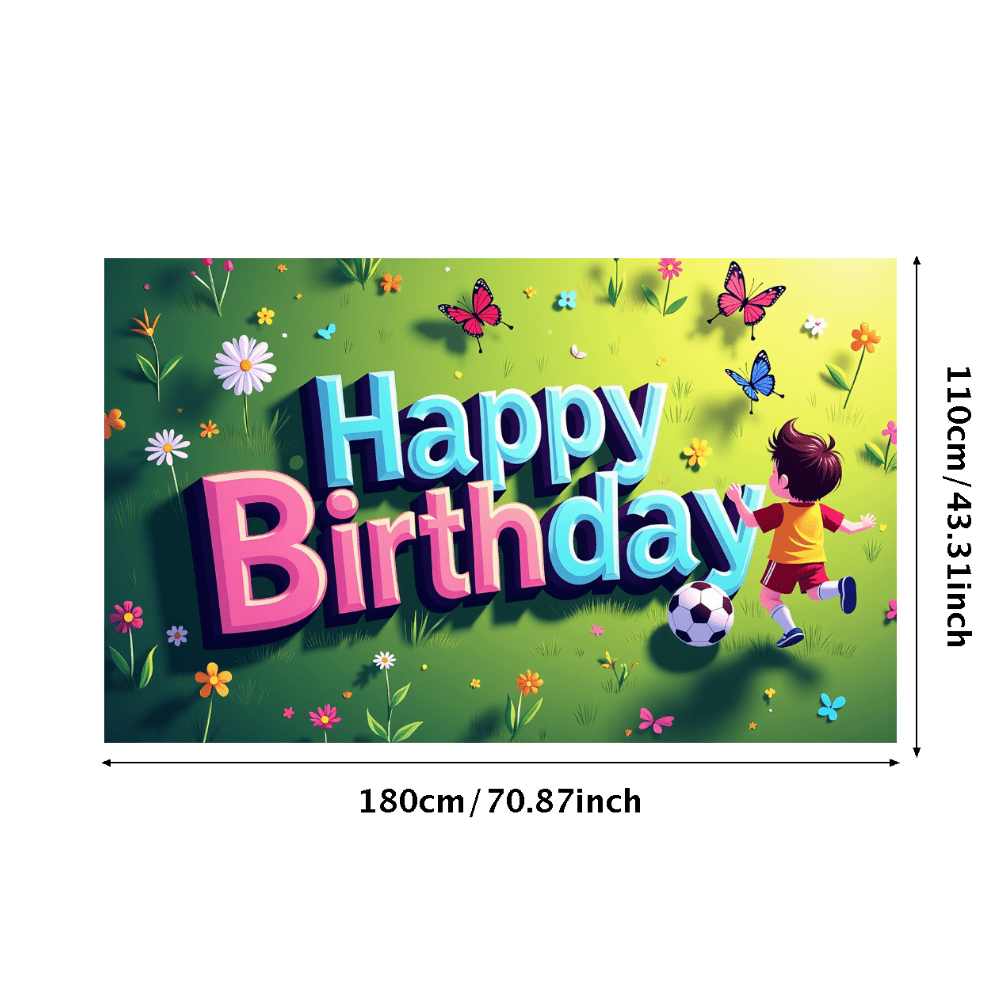 LUUFILx Happy Birthday Backdrop Banner for Kids Soccer Themed Party Supplies and Decorations ...