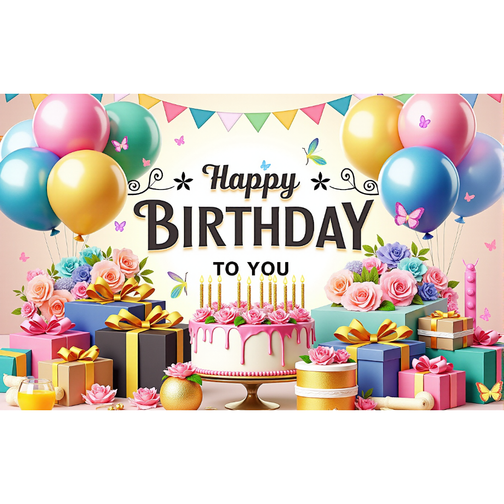 LUUFILx Happy Birthday Banner Birthday Party Decoration Backdrop Cake ...