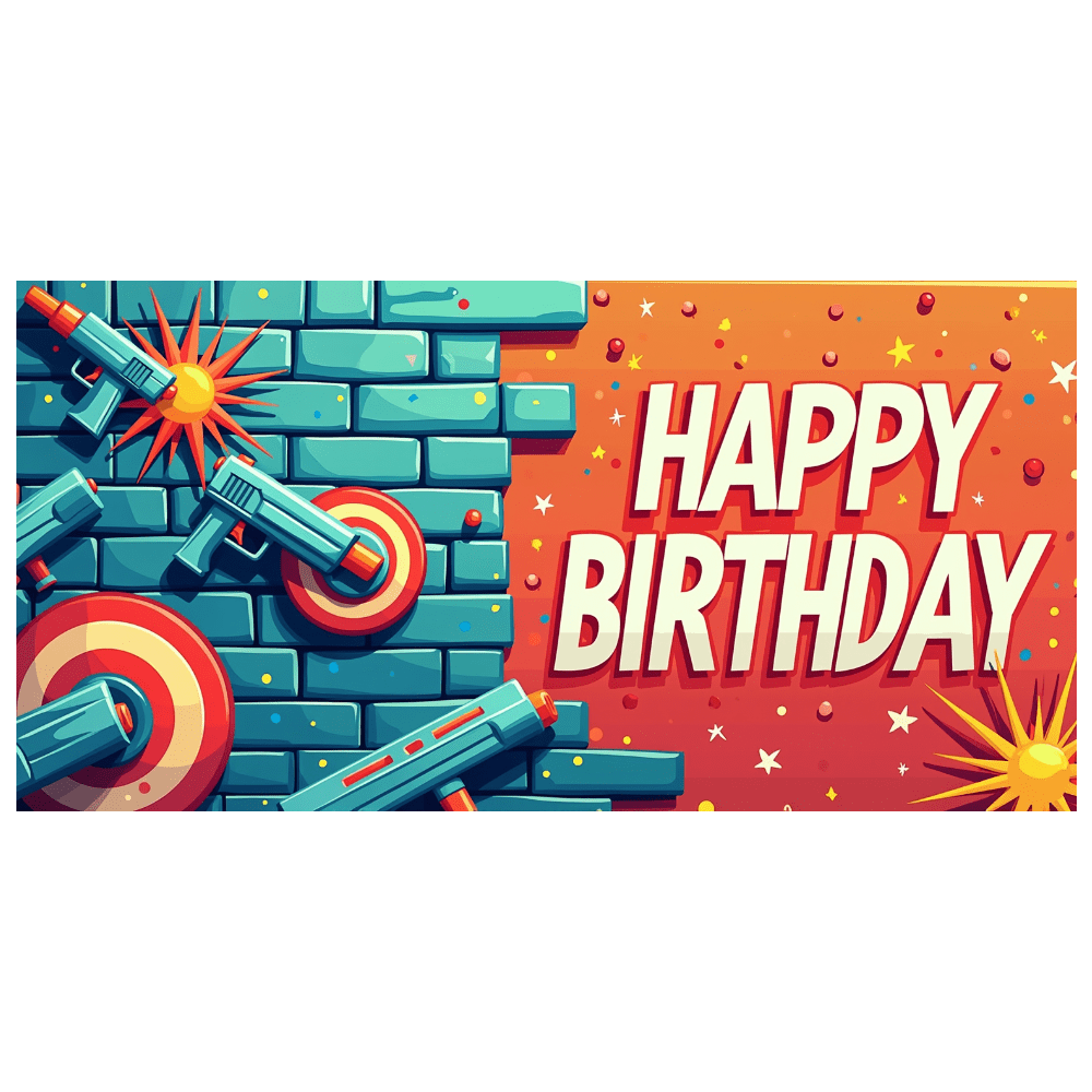 LUUFILx Happy Birthday Banner with Toy Gun and Target Elements ...