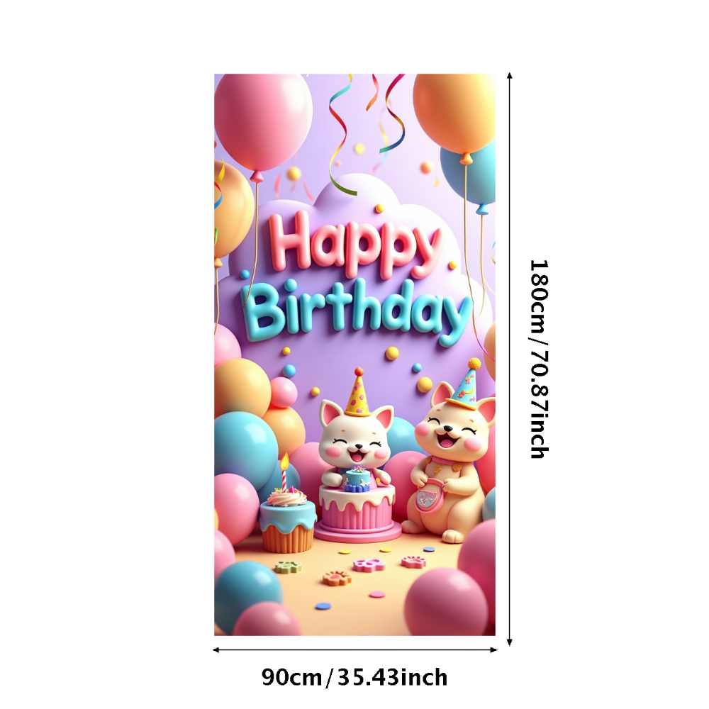 LUUFILx Happy Birthday Celebration Banner Cute Cartoon Animal Backdrop ...