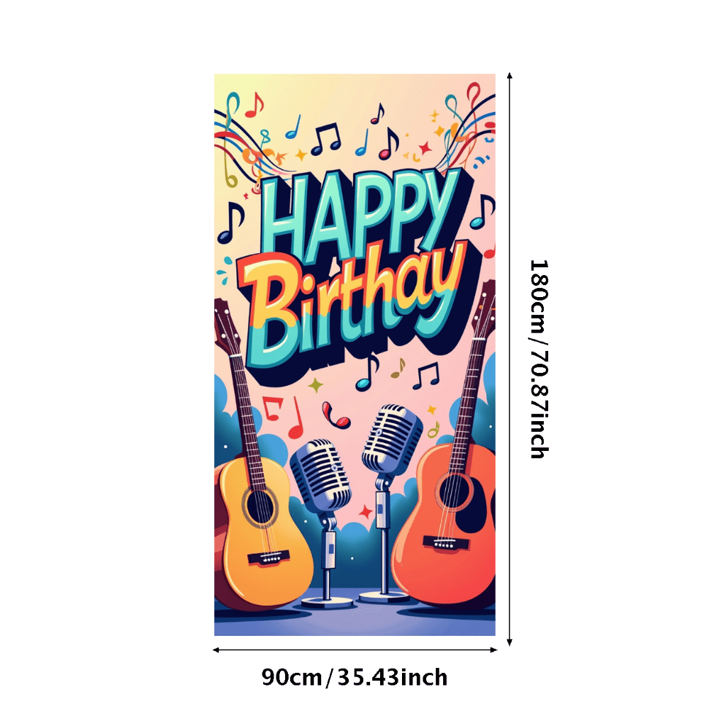 LUUFILx Happy Birthday Music Banner Colorful Guitars Microphones ...