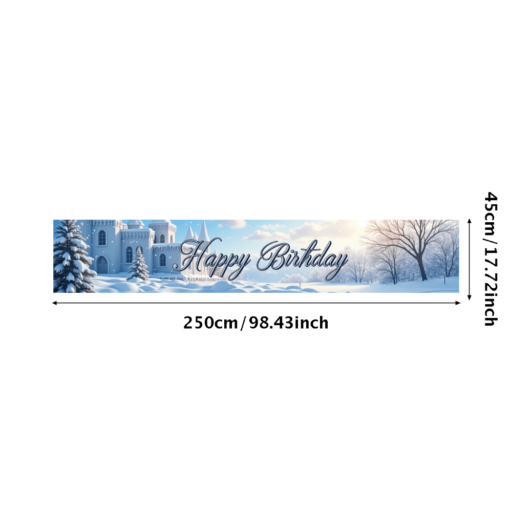 LUUFILx Happy Birthday Winter Castle Banner Frozen Style Backdrop for ...