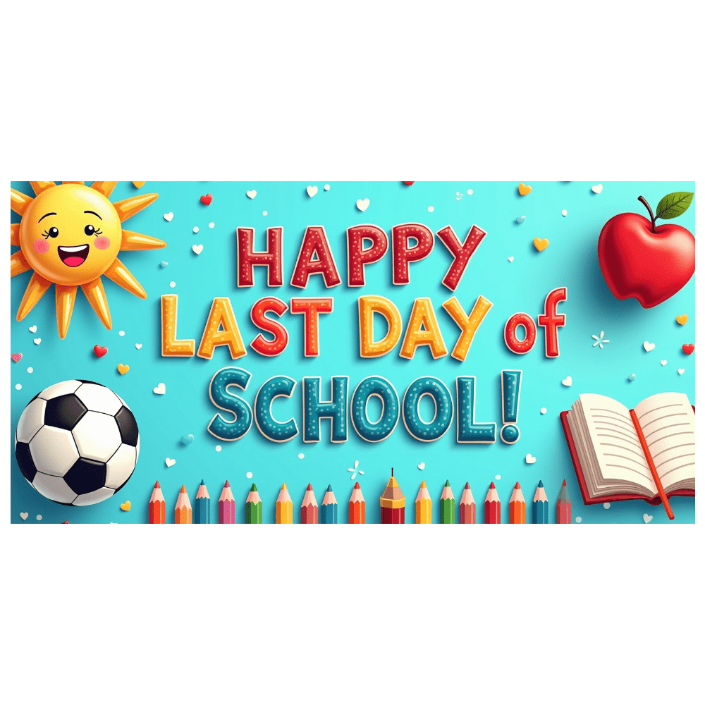 LUUFILx Happy Last Day of School Banner Colorful Splatter Design Event ...