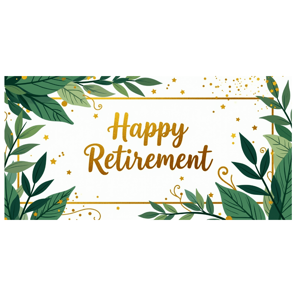 LUUFILx Happy Retirement Banner with Green Leaves Golden Elements ...