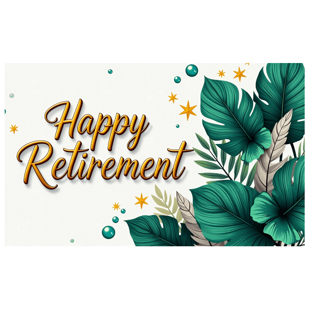 LUUFILx Happy Retirement Themed Banner with Green Leaves Gold Elements ...