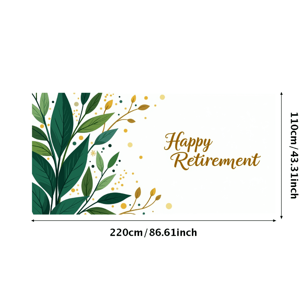 LUUFILx Happy Retirement Themed Banner with Green Leaves Gold Elements ...