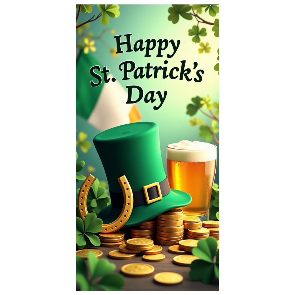 LUUFILx Happy St Patricks Day Themed Banner with Leprechaun Hat Beer ...