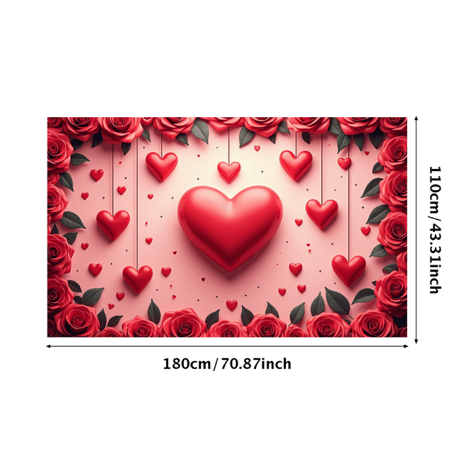 LUUFILx Heart Shaped Hanging Valentines Day Bokeh Rose Love Backdrop ...