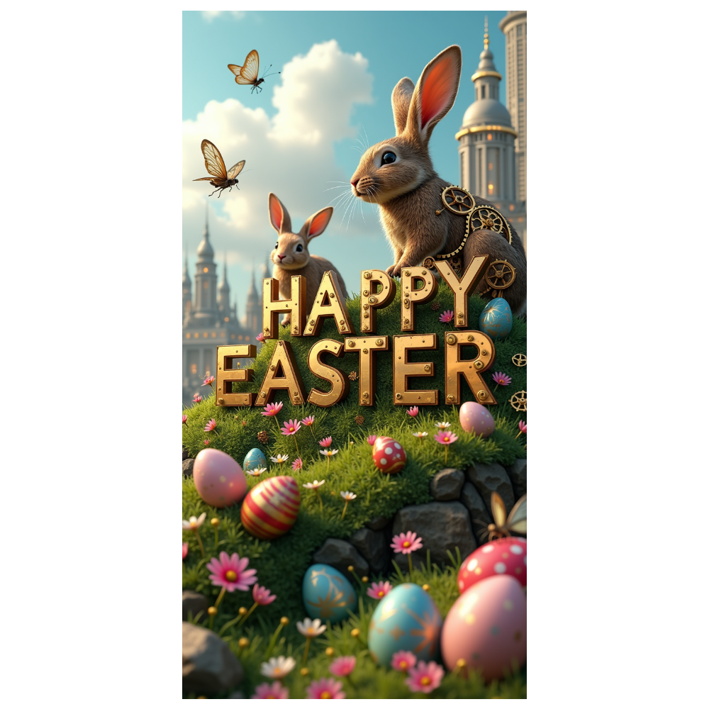LUUFILx Illuminated Easter Themed Happy Easter Banner Background ...