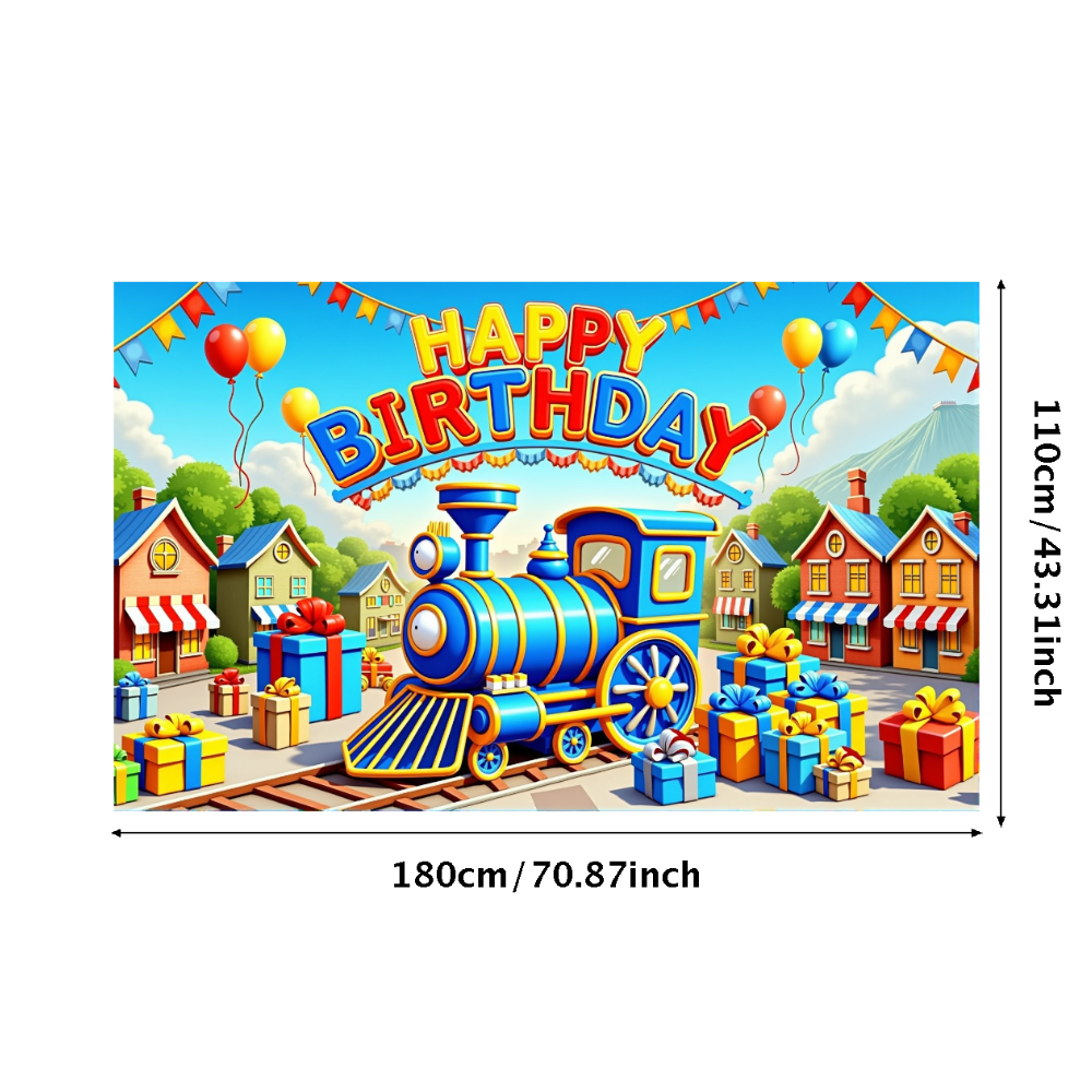 LUUFILx Kids Birthday Party Train Theme Backdrop Happy Birthday Banner ...