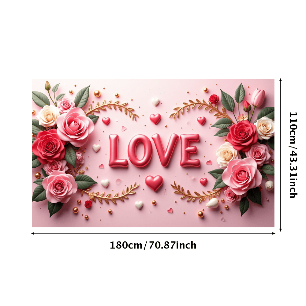 LUUFILx Love Banner Romantic Flower Backdrop for Valentine's Day ...