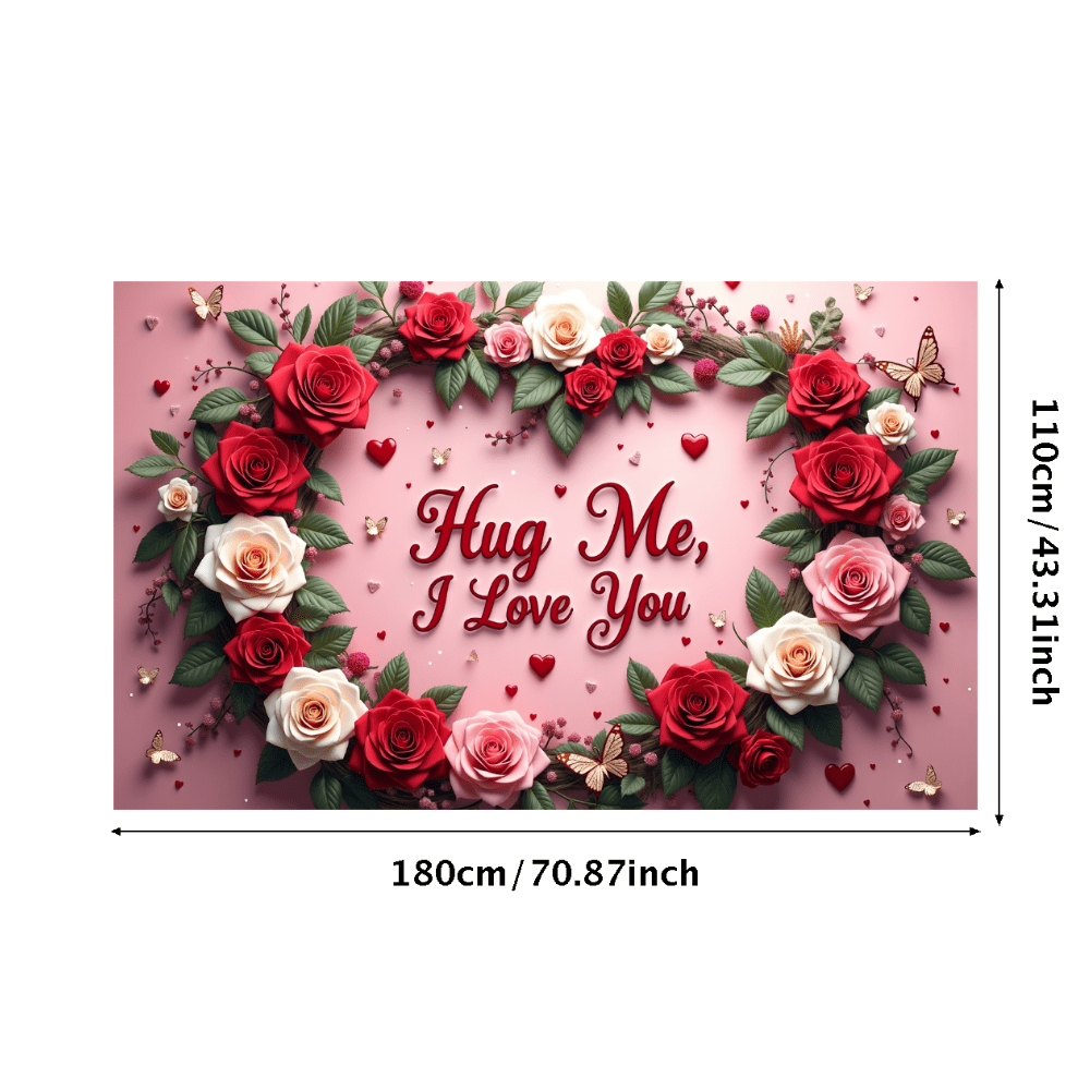 LUUFILx Love Themed Backdrop Banner Romantic Event Decoration Floral ...