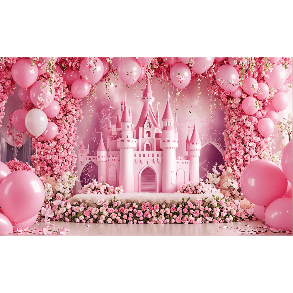 LUUFILx Magic Princess Castle Banner Background Pink Castle Princess ...