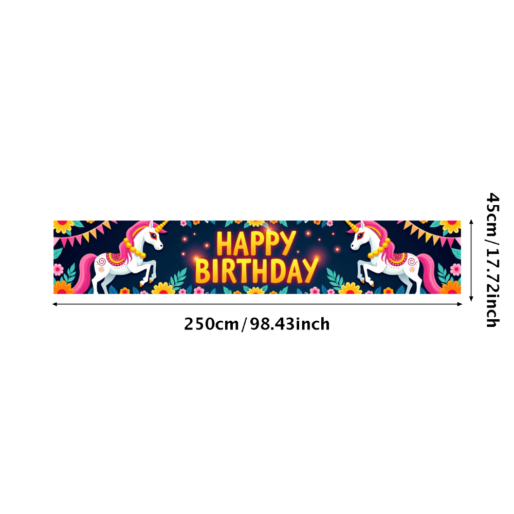 LUUFILx Magical Unicorn Themed Happy Birthday Banner Backdrop ...