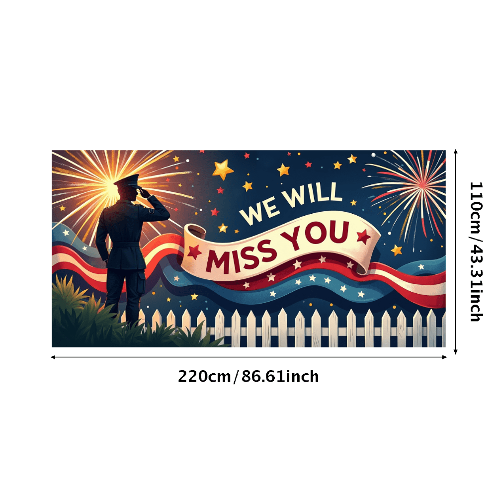 LUUFILx Military Themed Patriotic Backdrop Banner with We Will Miss You ...