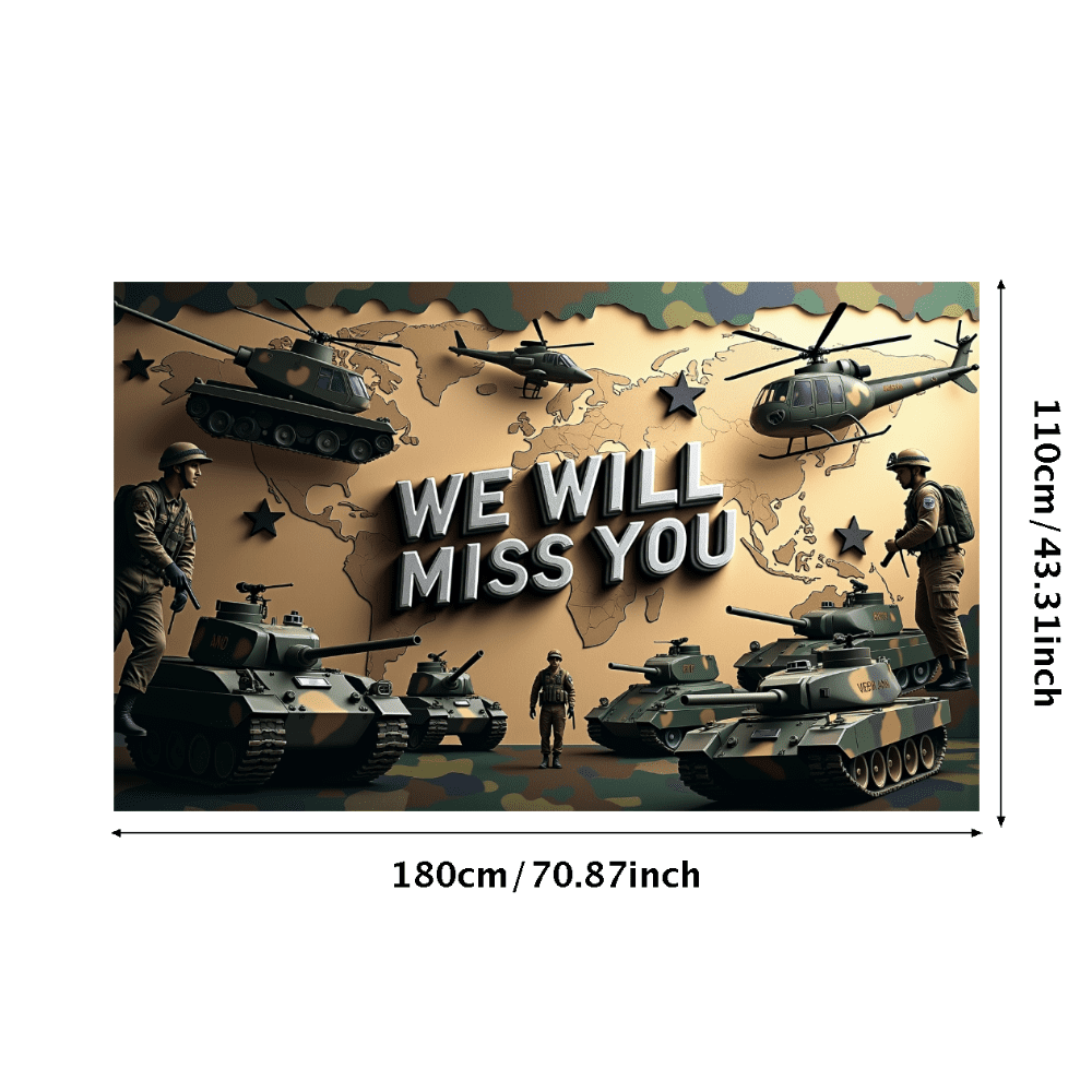 LUUFILx Military Themed We Will Miss You Banner, Army Tank Airplane ...